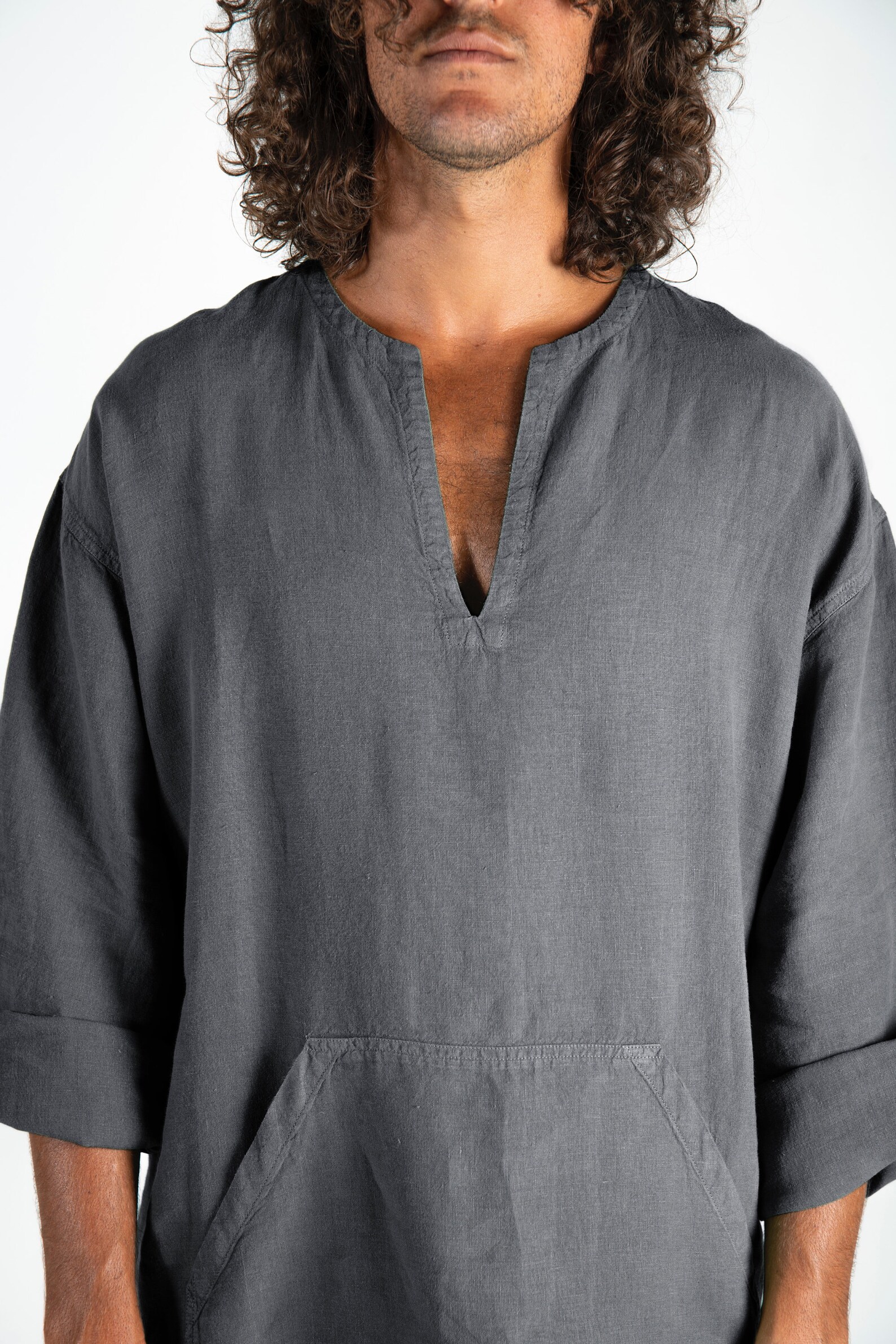 CLASSICO MIDI.Tunique en pur lin pour homme. Design simple | Etsy