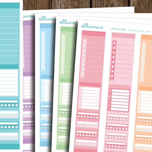 Sidebar Planner Stickers PRINTABLE Pdf Rainbow Full Side - Etsy