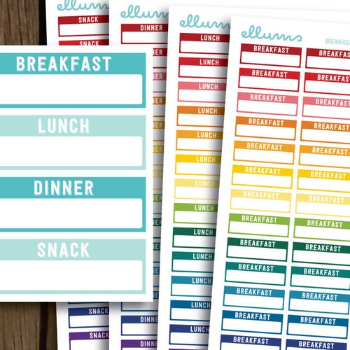 Meal Planner Sticker Breakfast Lunch Dinner Rainbow - Etsy