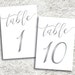 Silver Wedding Table Numbers 1 10 PRINTABLE Instant | Etsy