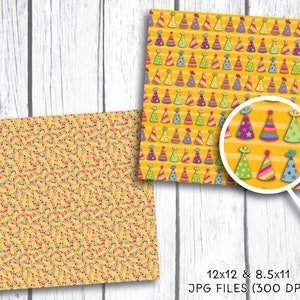 Birthday Digital Paper | PRINTABLE Jpg | 8.5 X 11 and 12x12 | Bright ...