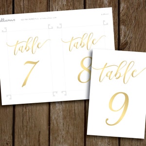 Gold Wedding Table Numbers 1 - 10 | PRINTABLE Instant Download ...