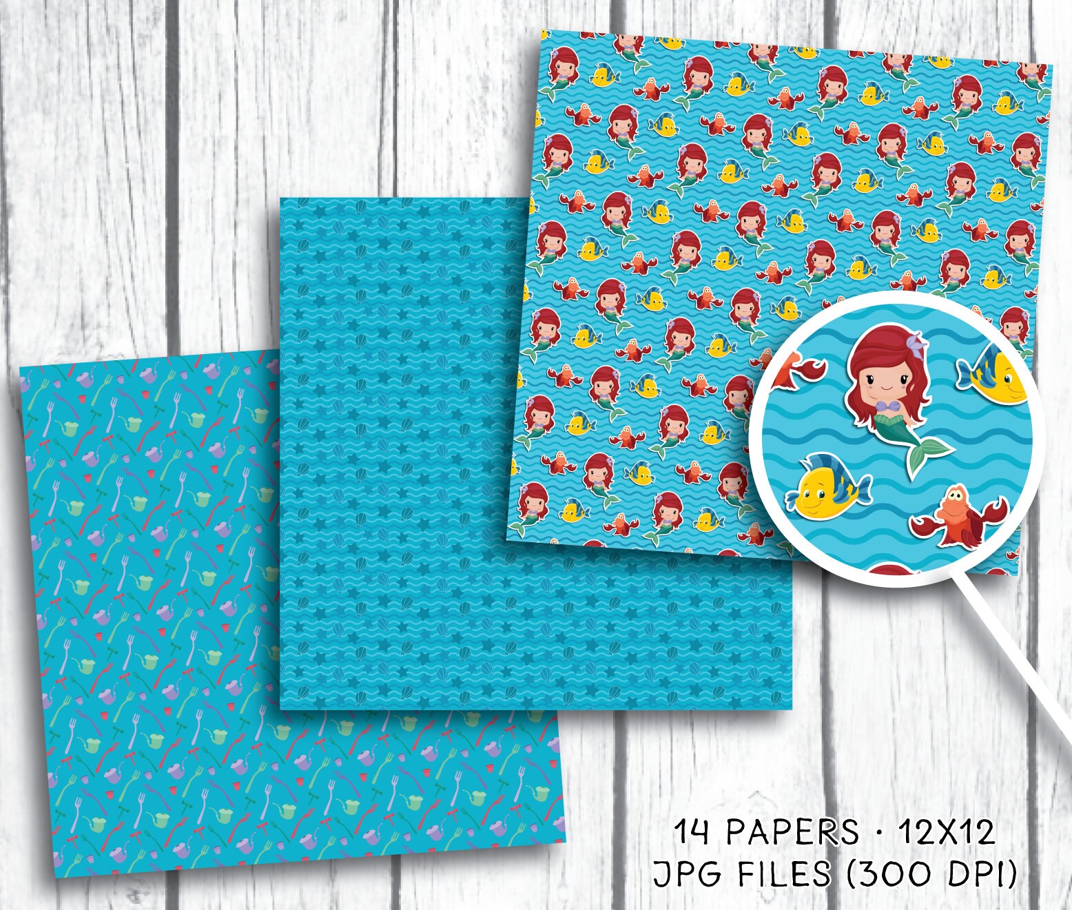 Dreamy Mermaid Digital Paper PRINTABLE Jpgs 12x12 | Etsy