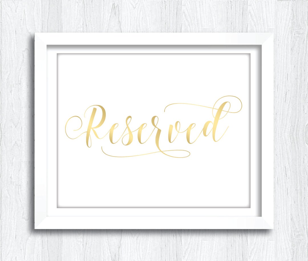 Printable Gold Reserved Sign Instant Download Gold Wedding - Etsy