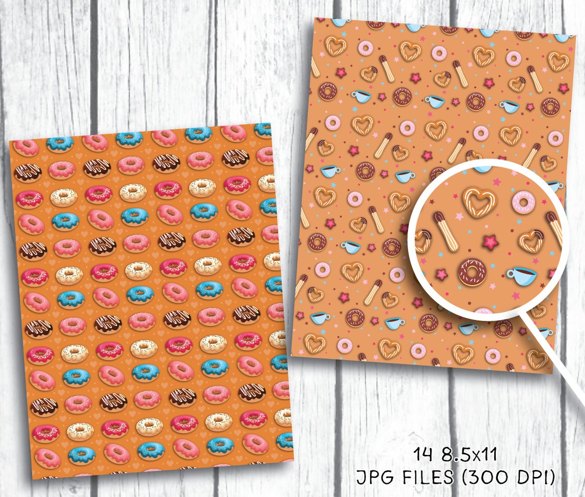 Donut Shop Digital Paper | PRINTABLE Jpg | 8.5 X 11 | Yummy Birthday ...