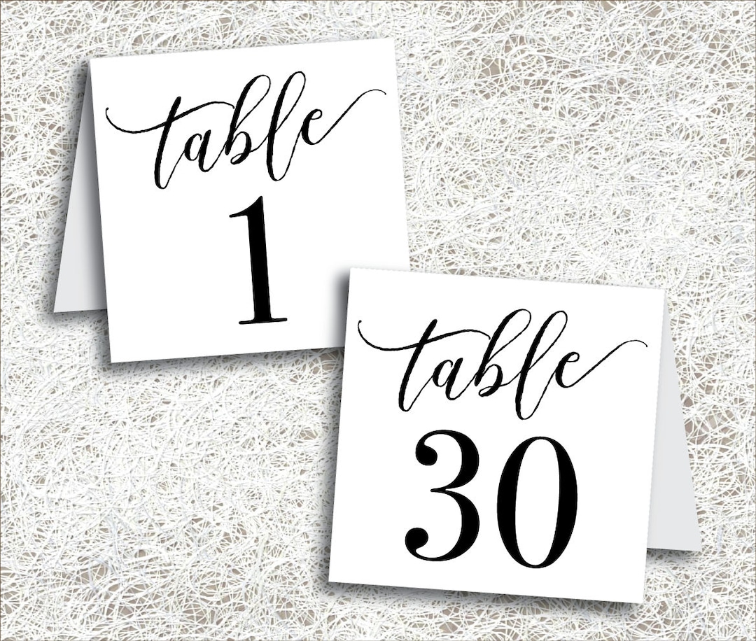 Printable Table Numbers 1 - 30 | Tented | Instant Download | Printable ...