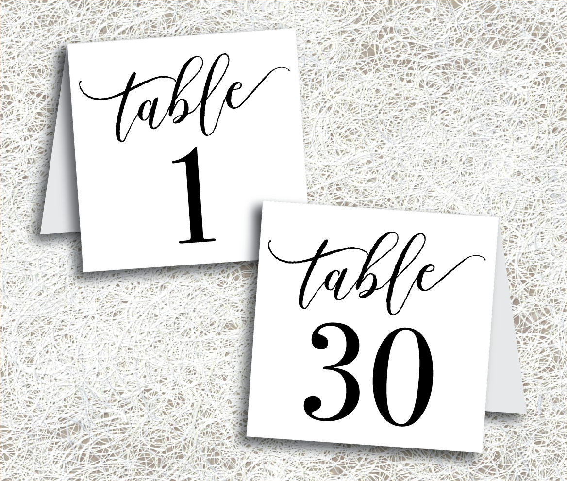 Printable Table Numbers 1 30