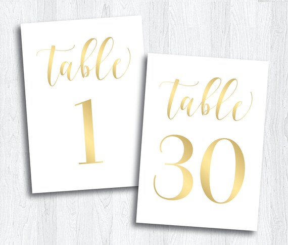 Gold Printable Table Numbers 1 30 Instant Download - Etsy