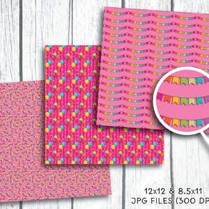 Birthday Digital Paper | PRINTABLE Jpg | 8.5 X 11 and 12x12 | Bright ...