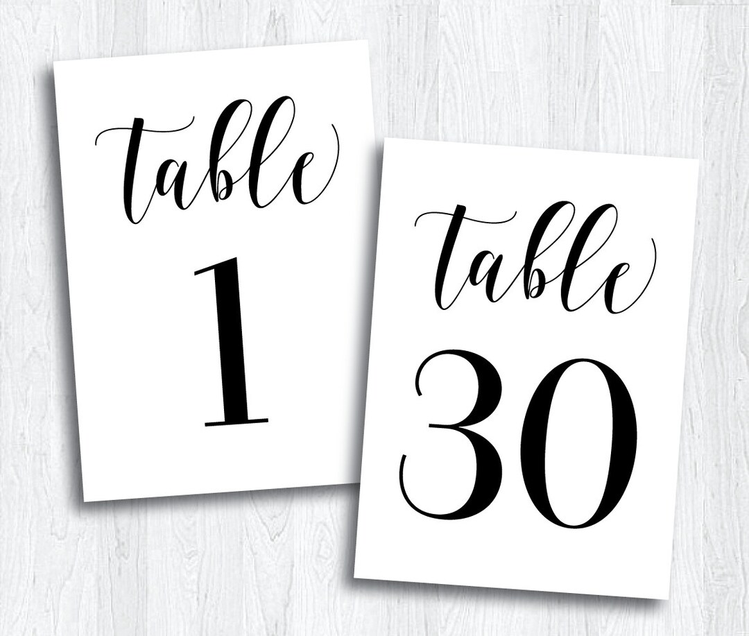 Printable Table Numbers 1 30 Instant Download Printable Wedding Table ...