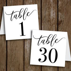 Printable Table Numbers 1 - 30 | Tented | Instant Download | Printable ...