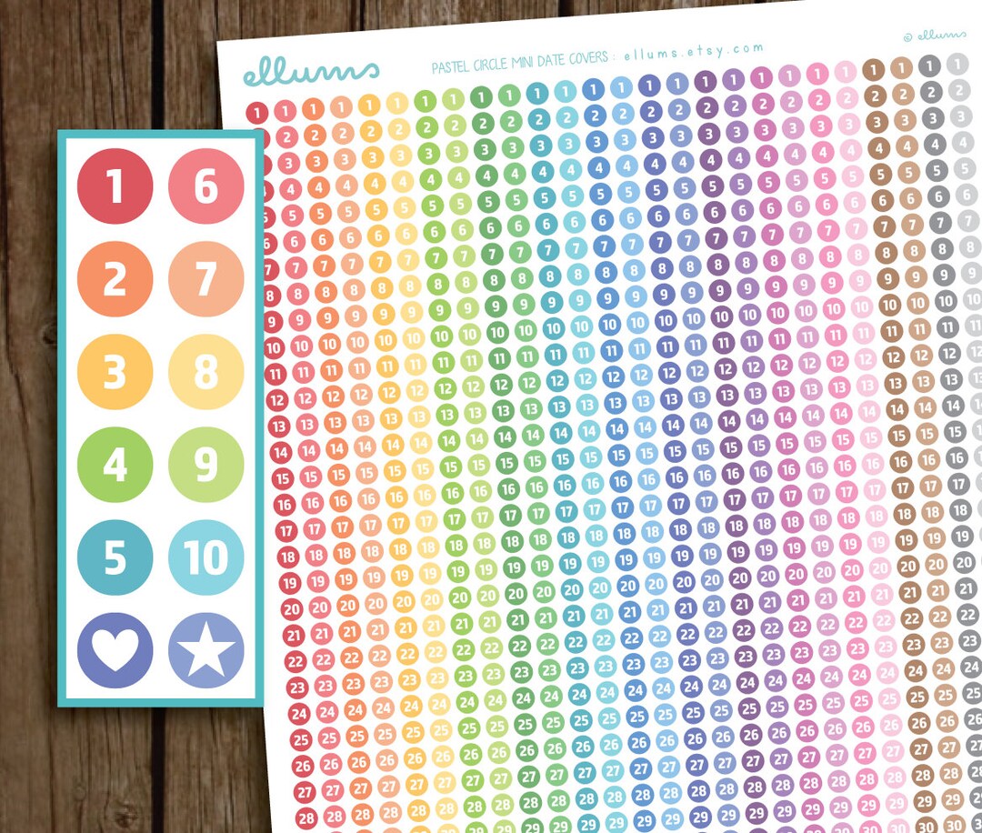 Mini Pastel Circle Date Covers PRINTABLE Instant Download Date Cover ...