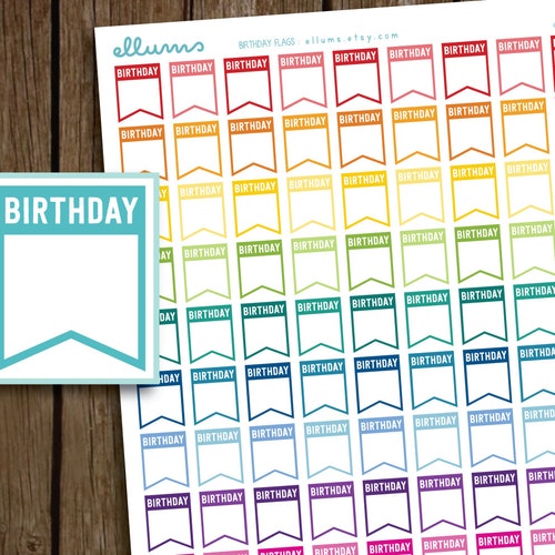 Birthday Stickers PRINTABLE Pdf Jpg Birthday Planner - Etsy