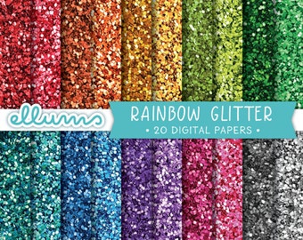 Rainbow Glitter Digital Paper | Etsy