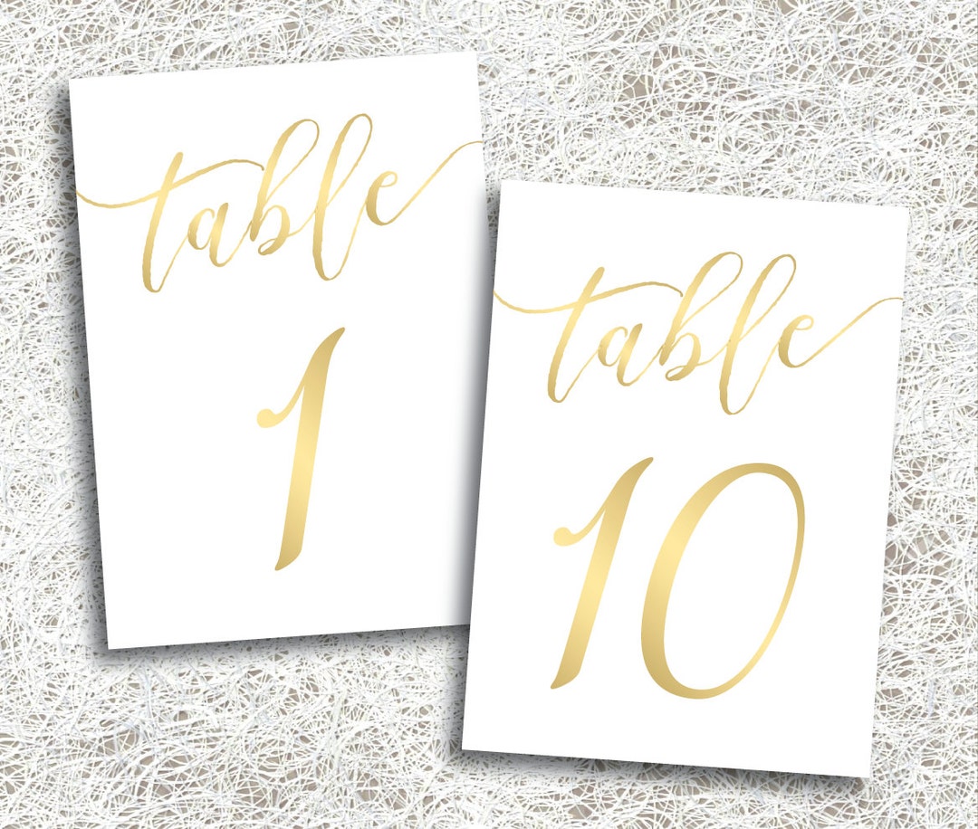 Gold Wedding Table Numbers 1 - 10 | PRINTABLE Instant Download ...