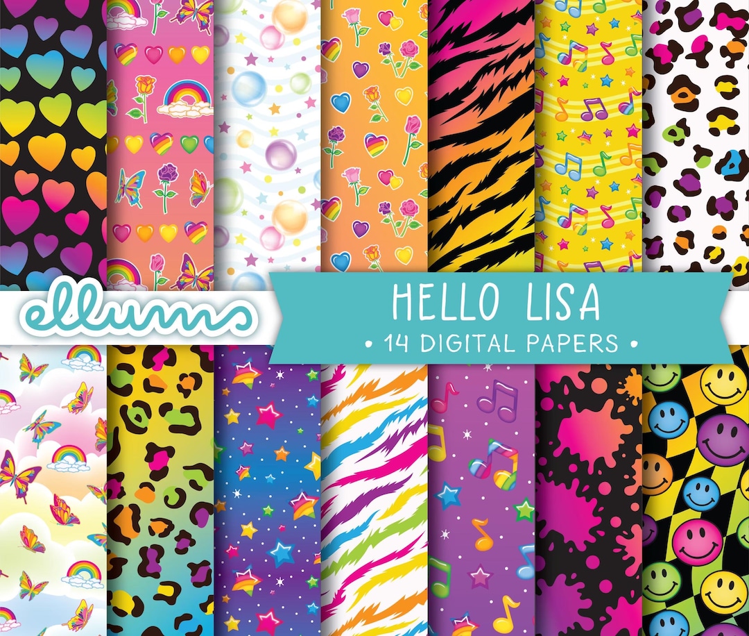 Hello Lisa Digital Paper | PRINTABLE Jpg | 8.5 X 11 & 12x12 | 90s Party ...