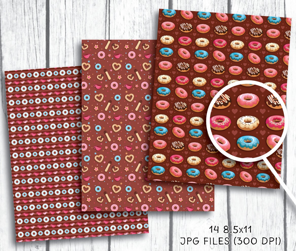 Donut Shop Digital Paper | PRINTABLE Jpg | 8.5 X 11 | Yummy Birthday ...