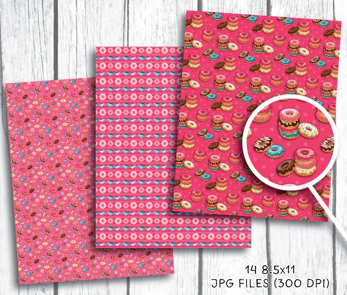 Donut Shop Digital Paper | PRINTABLE Jpg | 8.5 X 11 | Yummy Birthday ...
