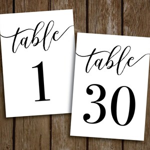 Printable Table Numbers 1 - 30 | Instant Download | Printable Wedding ...