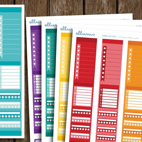 Sidebar Planner Stickers PRINTABLE Pdf Rainbow Full Side - Etsy