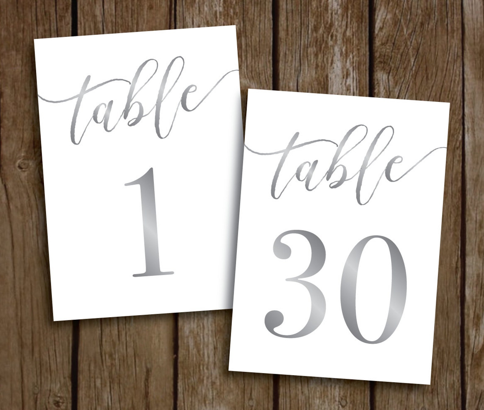 Silver Printable Table Numbers 1 30 Instant Download - Etsy