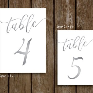 Silver Wedding Table Numbers 1 10 PRINTABLE Instant - Etsy