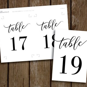 Printable Table Numbers 1 - 30 | Instant Download | Printable Wedding ...