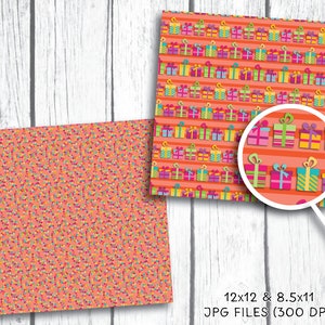 Birthday Digital Paper | PRINTABLE Jpg | 8.5 X 11 and 12x12 | Bright ...