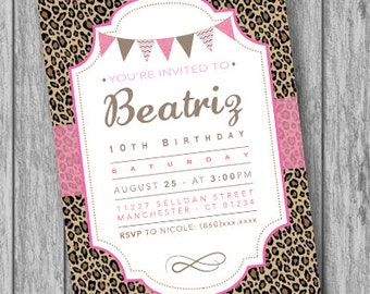 Cheetah invitations | Etsy