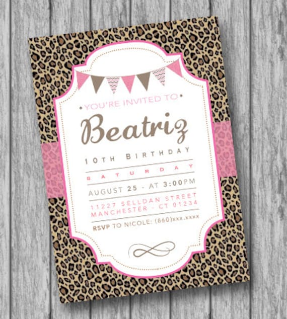 Cheetah Birthday Invitations Printable