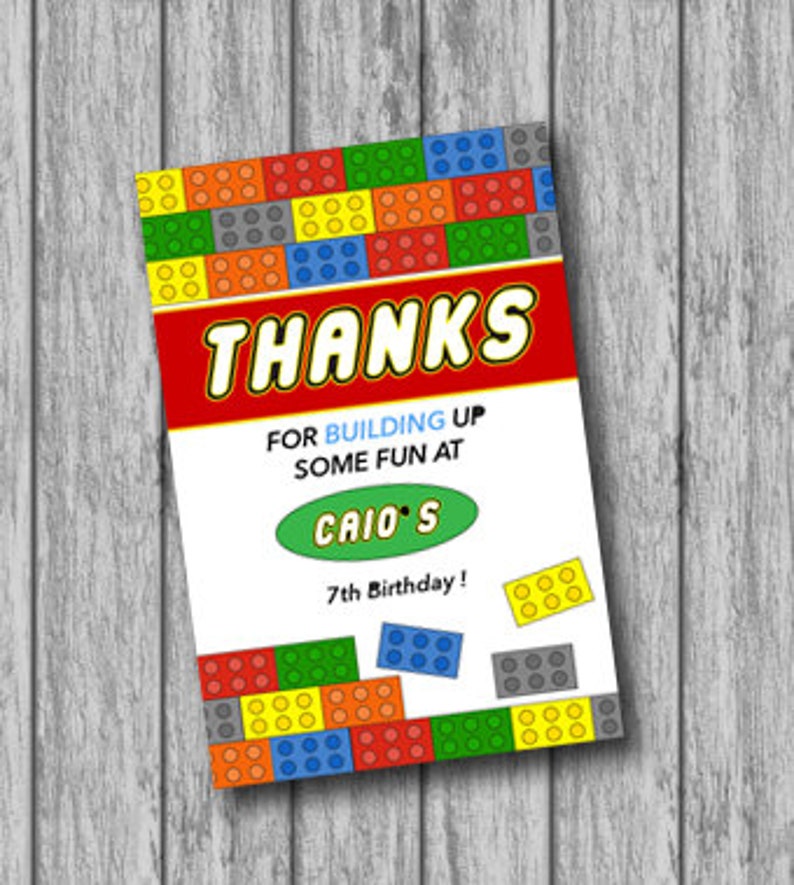 Personalized Printable Lego Thanks Tags Birthday Tag Lego | Etsy