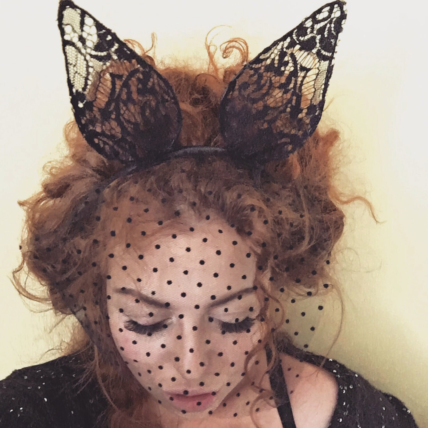 Bunny Veil Sexy Bunny Mask Lace Black Bunny Ears Bunny | Etsy