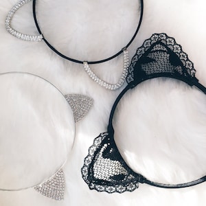 Mini Black Lace Cat Ears, Cat Ear, Lace Cat Ear, Ears Headband, Kitty ...