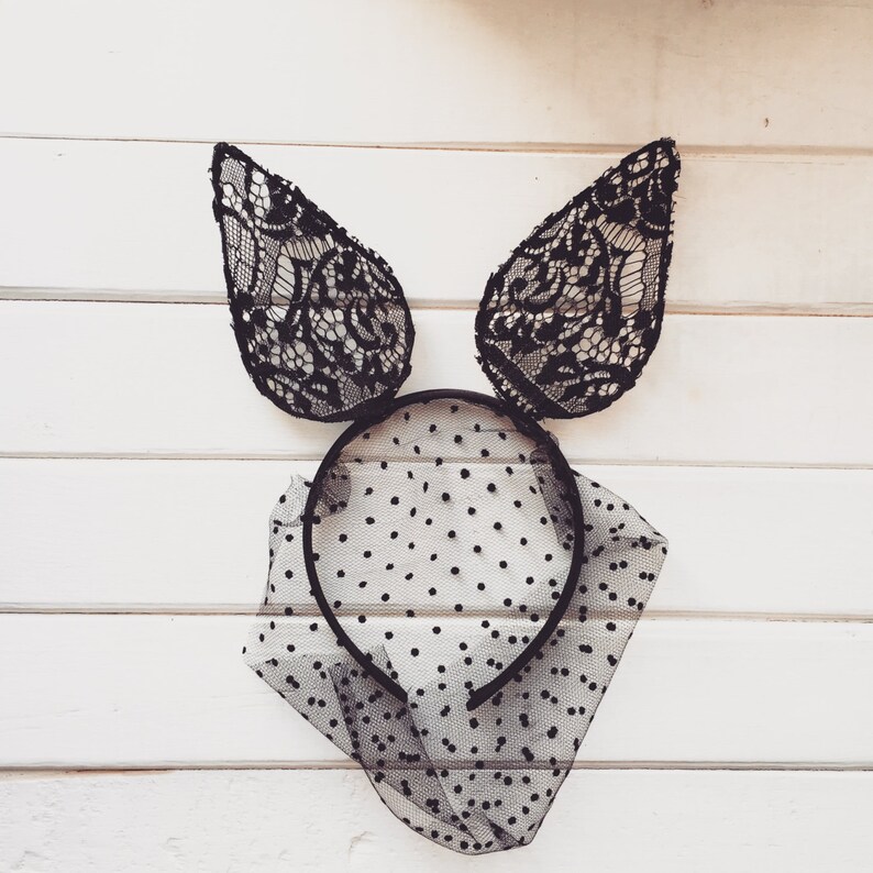 Bunny Veil Sexy Bunny Mask Lace Black Bunny Ears Bunny Etsy