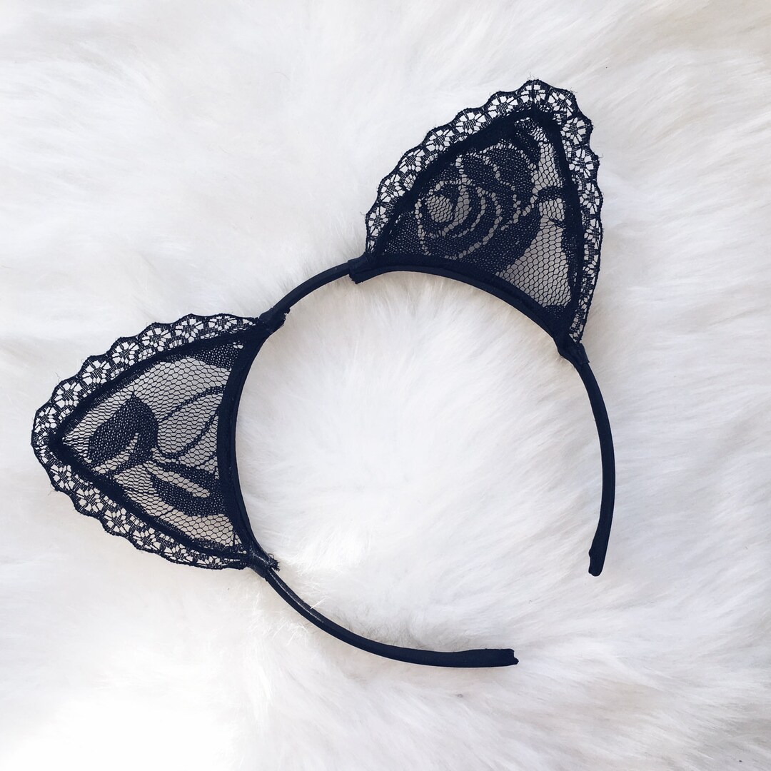Mini Black Lace Cat Ears, Cat Ear, Lace Cat Ear, Ears Headband, Kitty ...