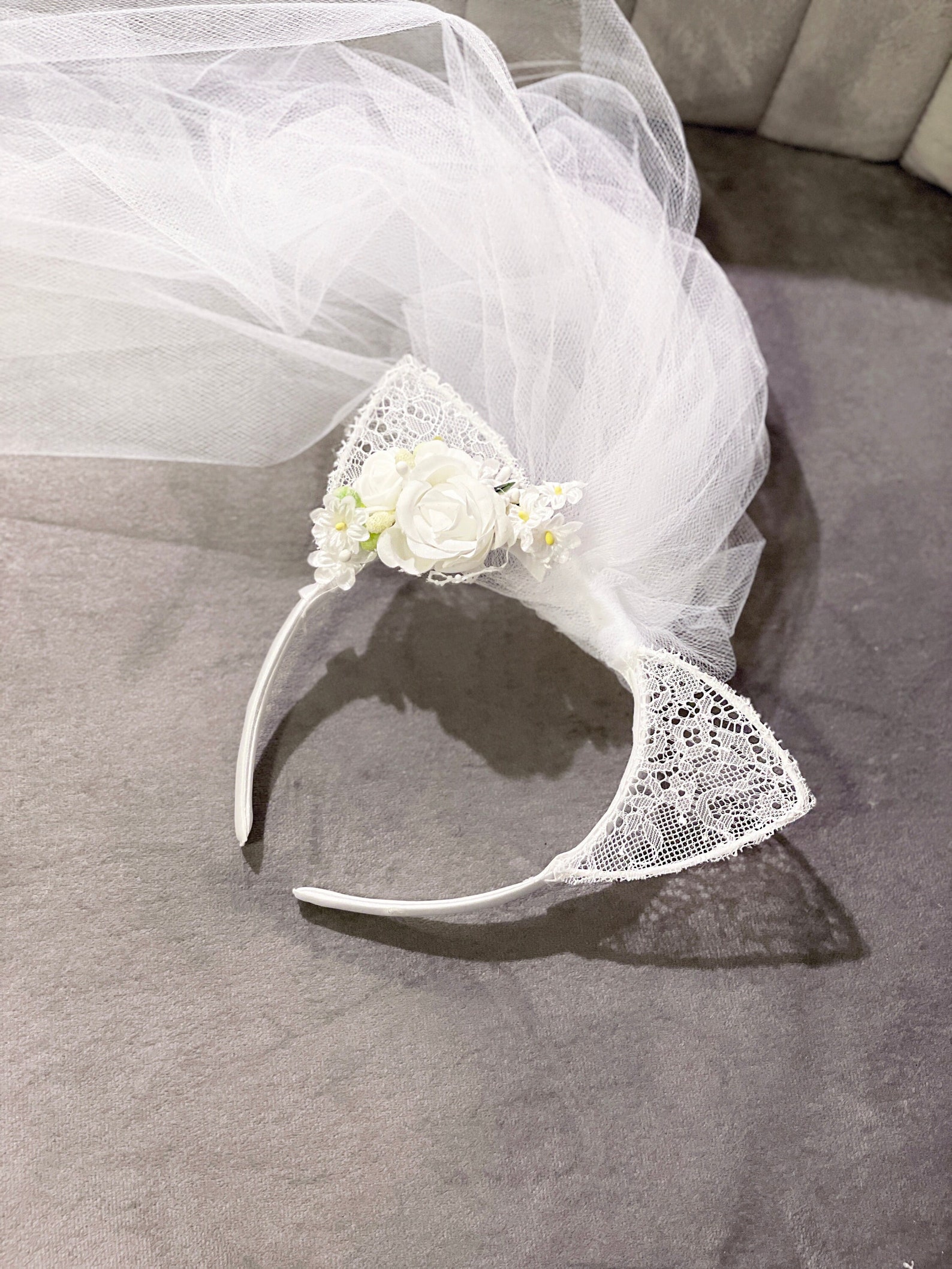 Cat Ears Lace Veil White Cat Ears Cat Ears Ears Headband - Etsy