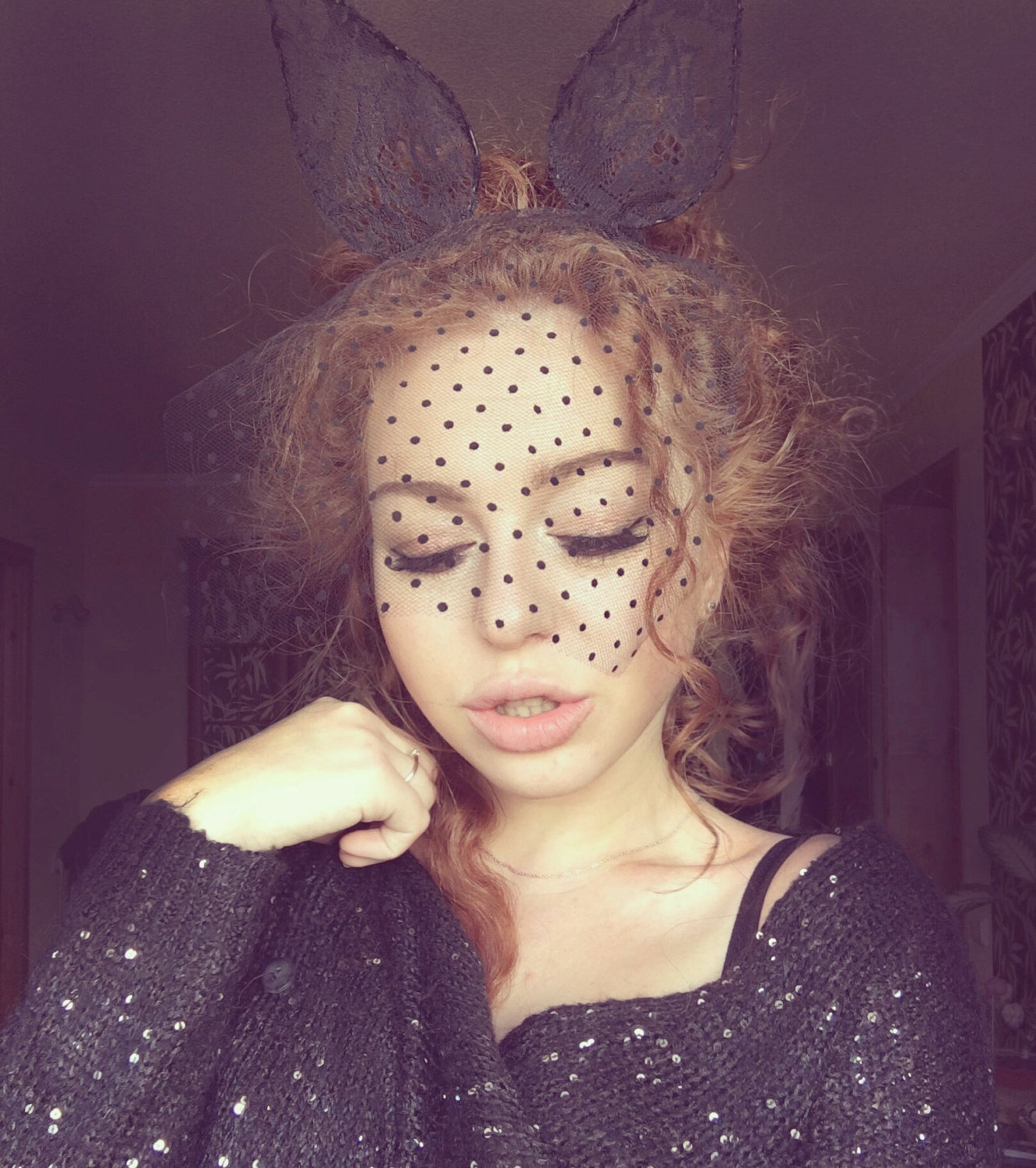 Bunny Veil Sexy Bunny Mask Lace Black Bunny Ears Bunny | Etsy