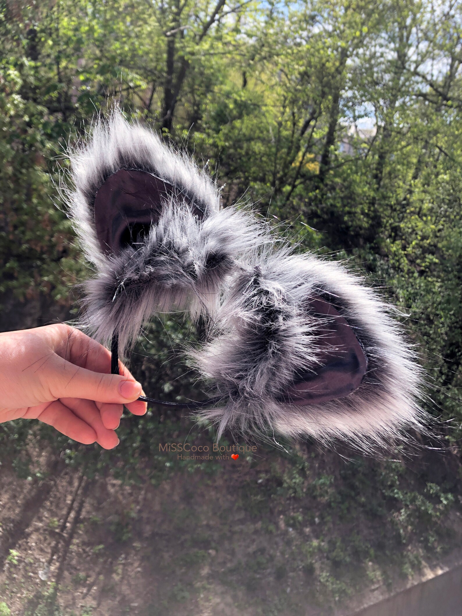 Grey Fox Ears Grey Wolf Ears Cat Fur Ears Faux Fur Ears | Etsy