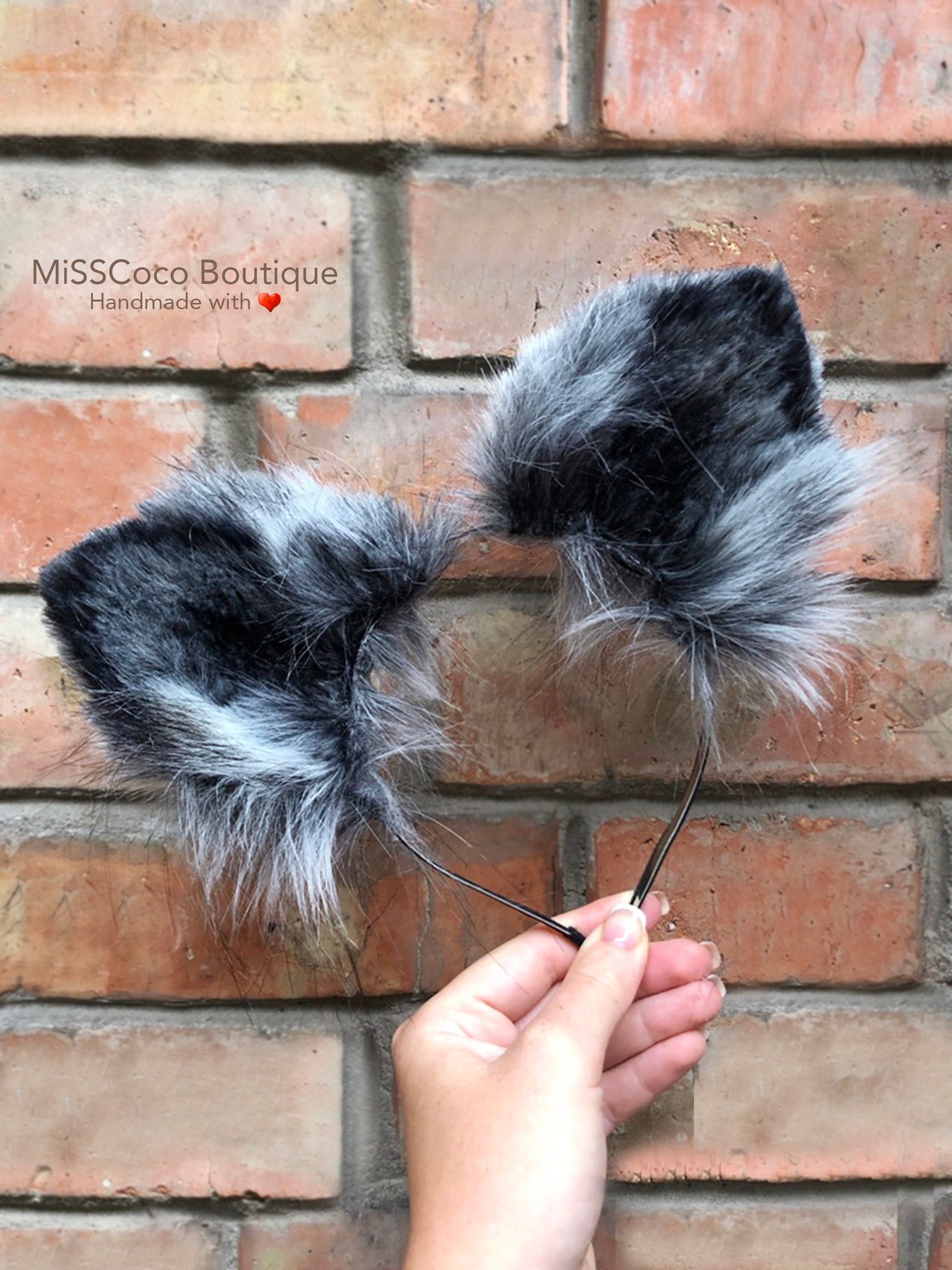 Grey Fox Ears Grey Wolf Ears Cat Fur Ears Faux Fur Ears | Etsy
