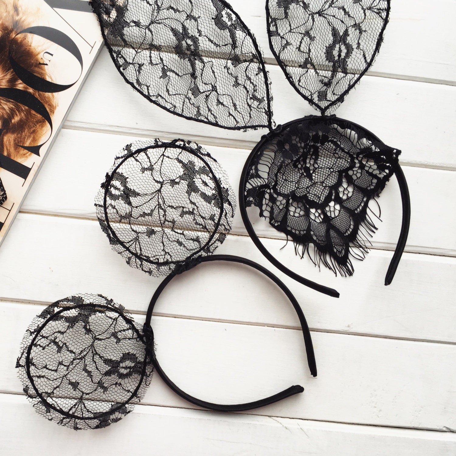 Black Ears Minnie Mouse Mouse Ears Lace Ears Headband - Etsy