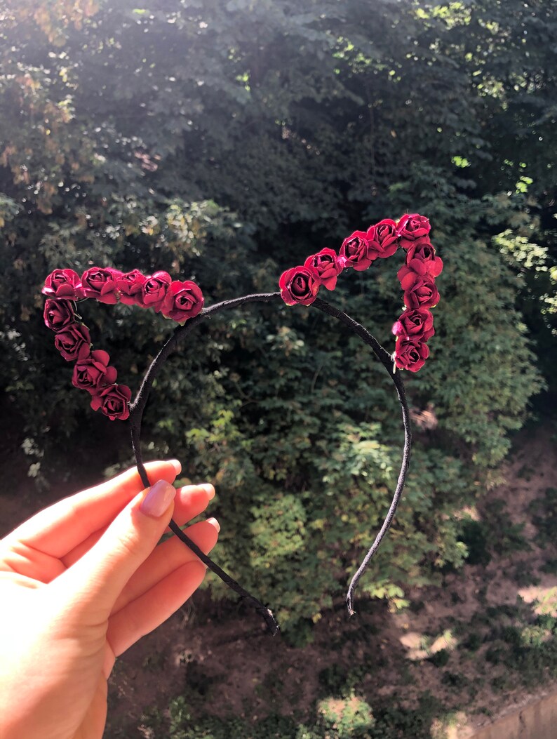 White Flower Cat Ears Bride Ears Floral Cat Ears - Etsy