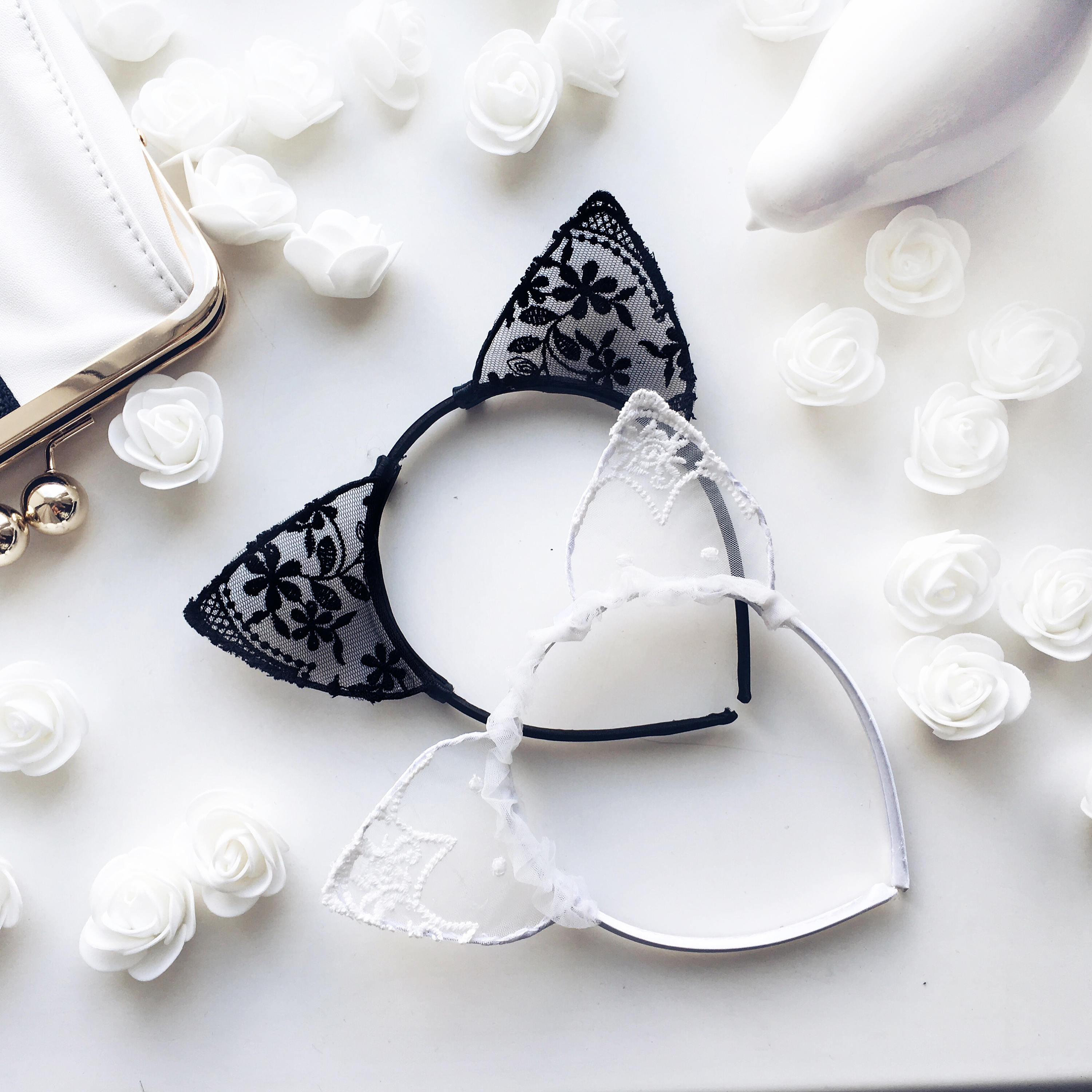 Cat Ears Bachelorette Lace Cat Ears Black Cat Ears Cat | Etsy