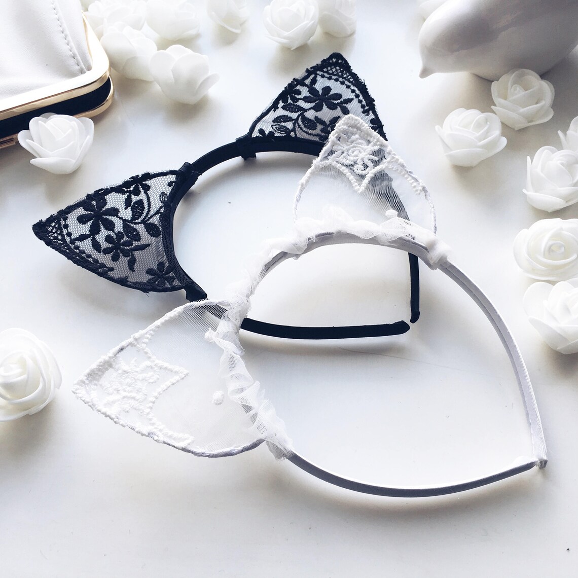 Cat Ears Bachelorette Lace Cat Ears Black Cat Ears Cat | Etsy