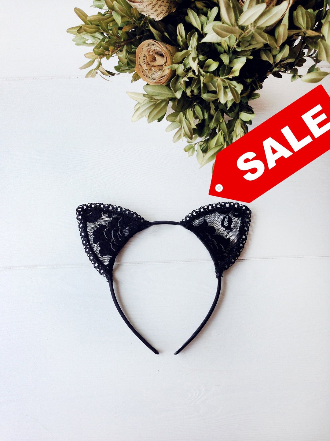Cat Ears, Black Cat Ears, Lace Cat Ears, Ears Headband, Baby Hair ...