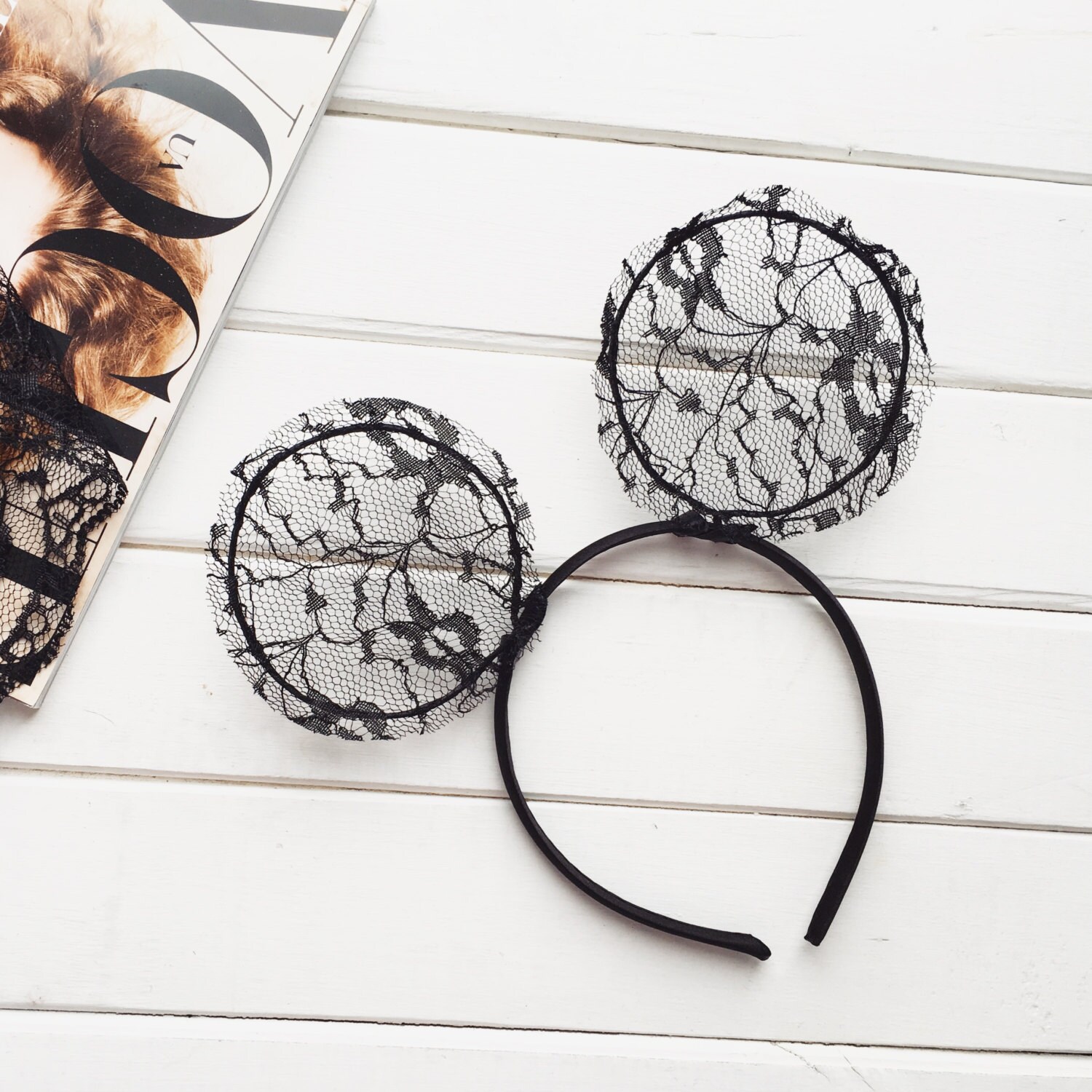 Black Ears Minnie Mouse Mouse Ears Lace Ears Headband - Etsy