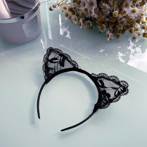 Black Lace Cat Ears, Kitten Crown, Ears Headband, Bachelorette Crown ...