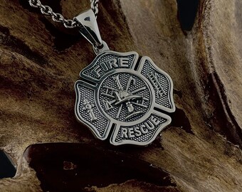 Firefighter Pendant Necklace Fire Rescue Pendant Firefighter - Etsy