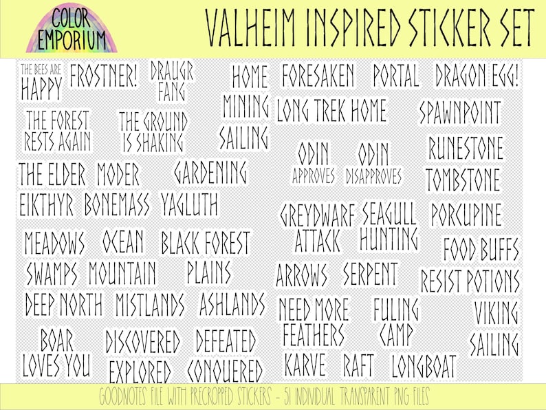 Valheim Viking Game Inspired Digital Planner Stickers for Goodnotes ...