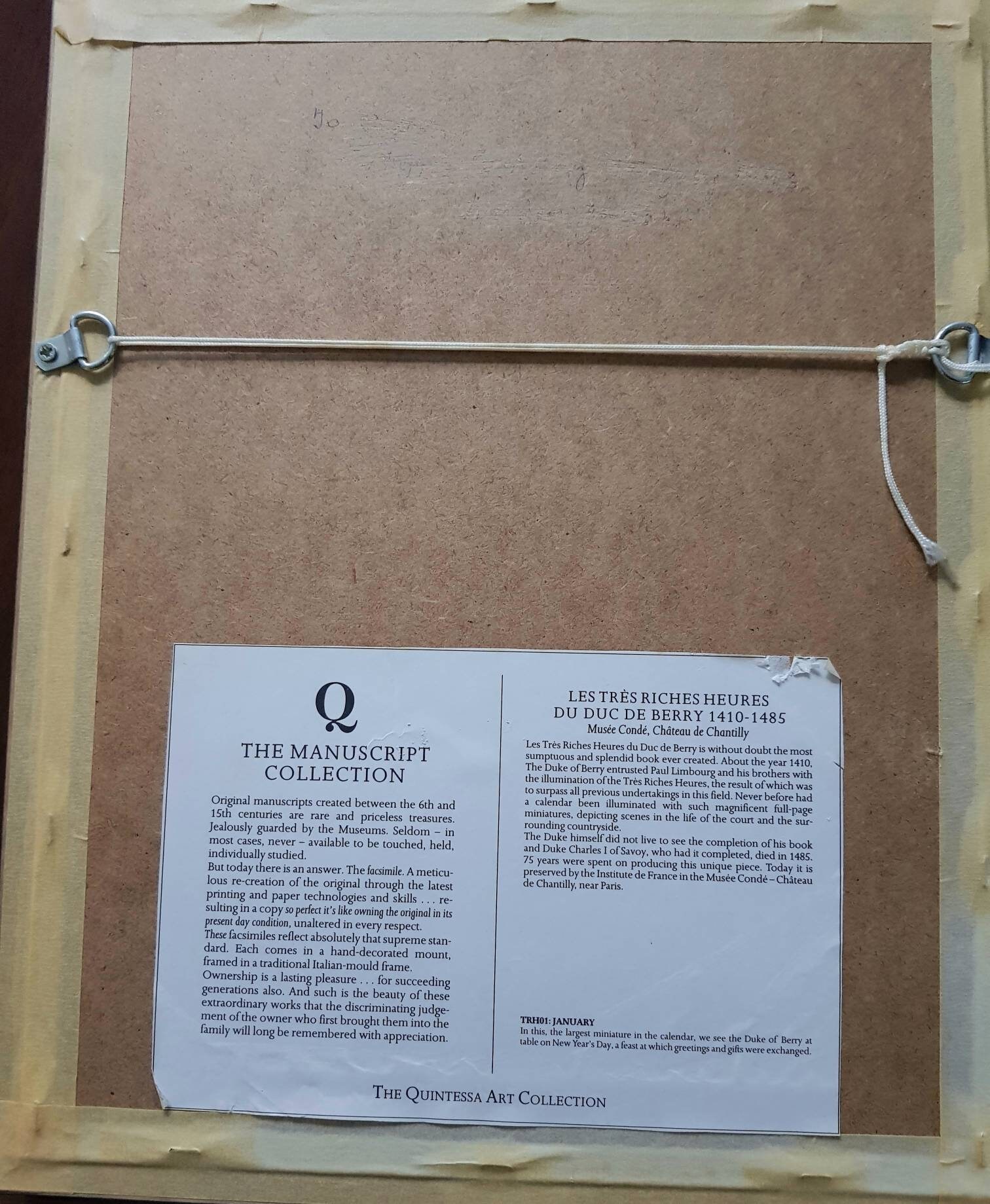 Mounted & Framed Très Riches Heures months of the Year 01 january a ...