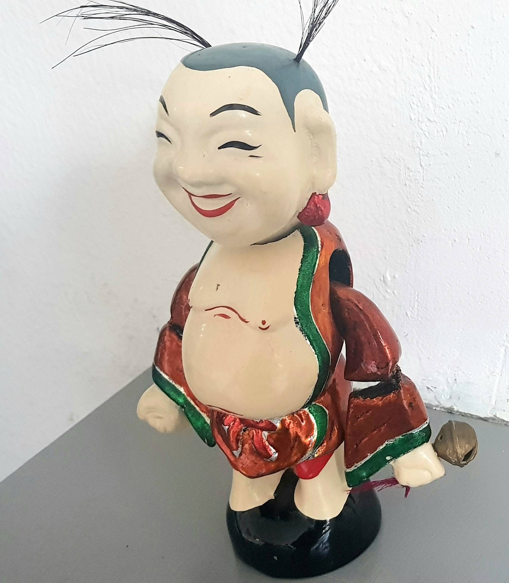 Vintage Asian Wooden Lacquer Tole Puppet / Whimsical String-pull Puppet ...